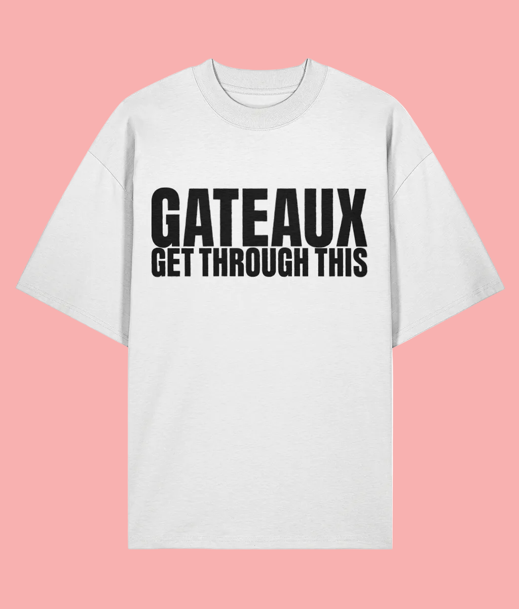Gateaux Get Through This Boxy Fit T-Shirt White/Black – Cupcake Jemma